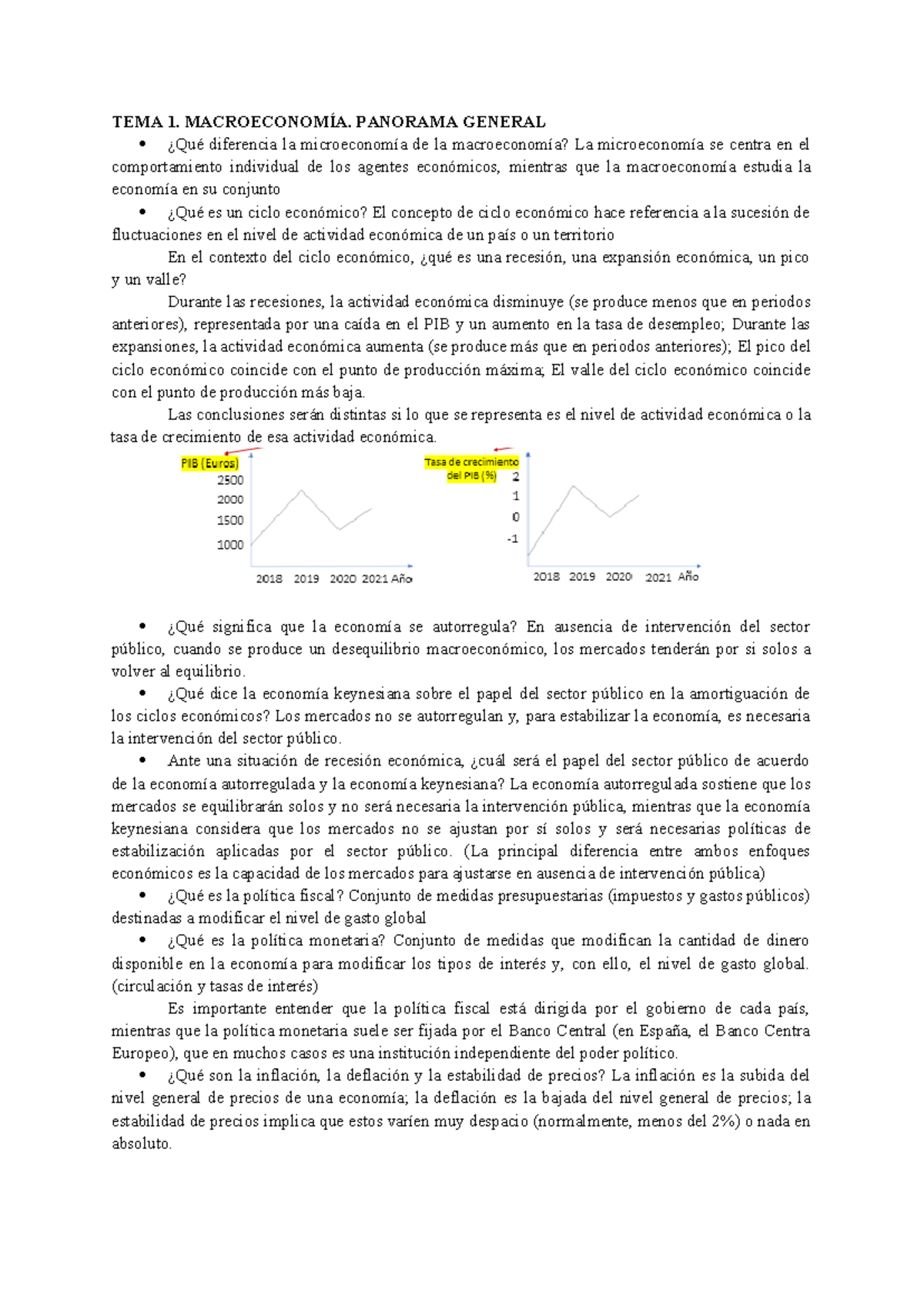 Tema 1 - Resumen tema 1 - TEMA 1. MACROECONOMÍA. PANORAMA GENERAL ¿Qué ...