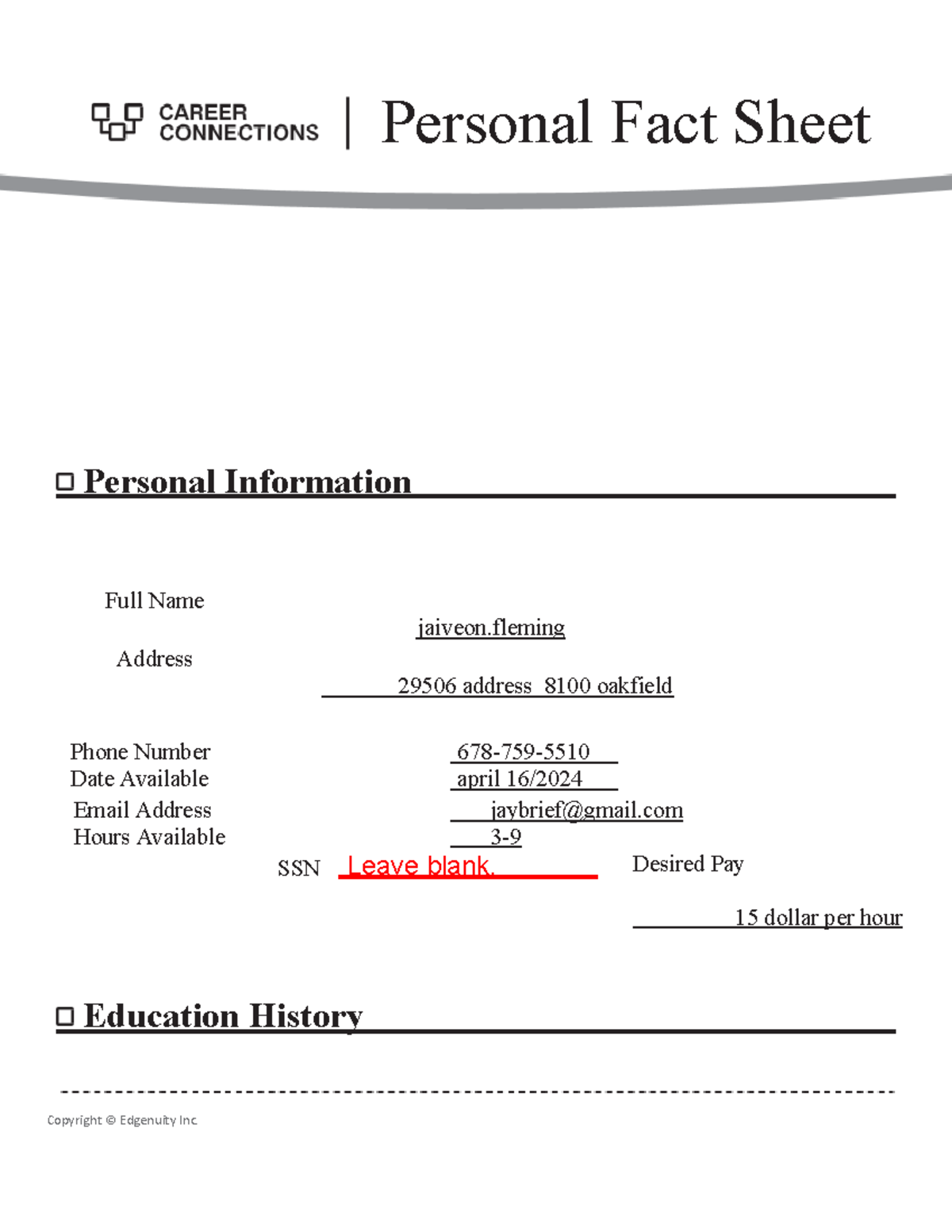 8510-06-02 studentdoc 1 - Personal Fact Sheet Personal Information Full ...