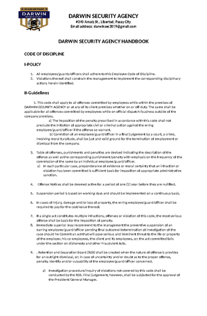 Code of Discipline II - Secuirty Code of Descipline - LATE DTR-LATE ...