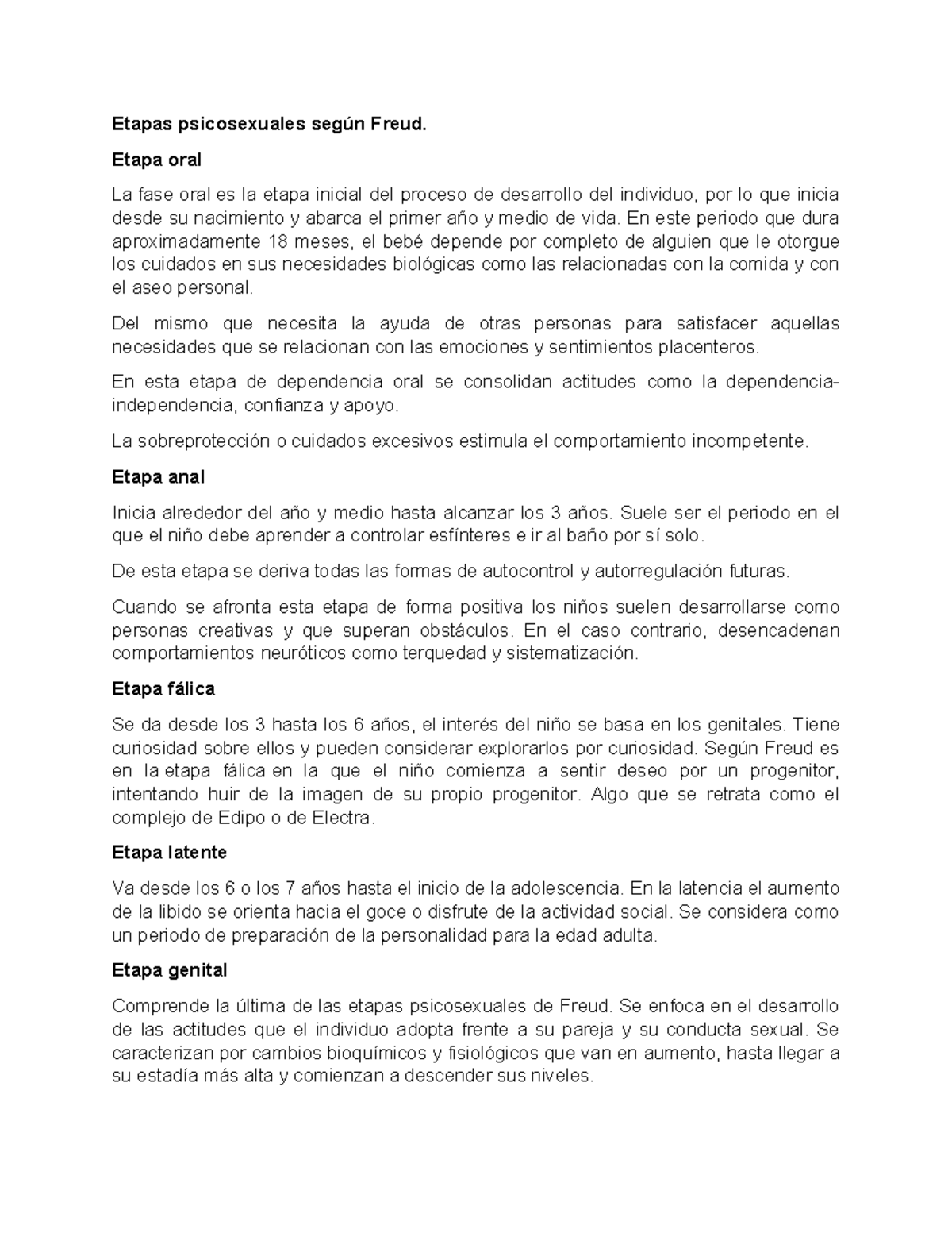 Etapas psicosexuales según Freud - Etapa oral La fase oral es la etapa ...