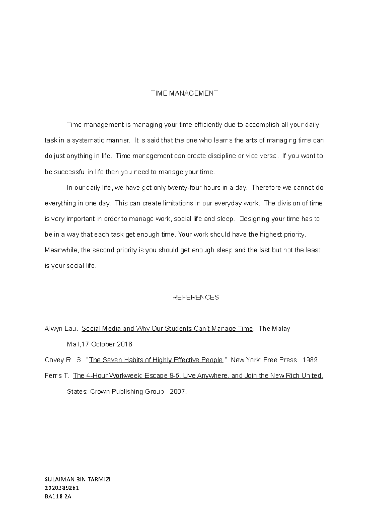 TIME Management - Time manage - TIME MANAGEMENT Time management is ...