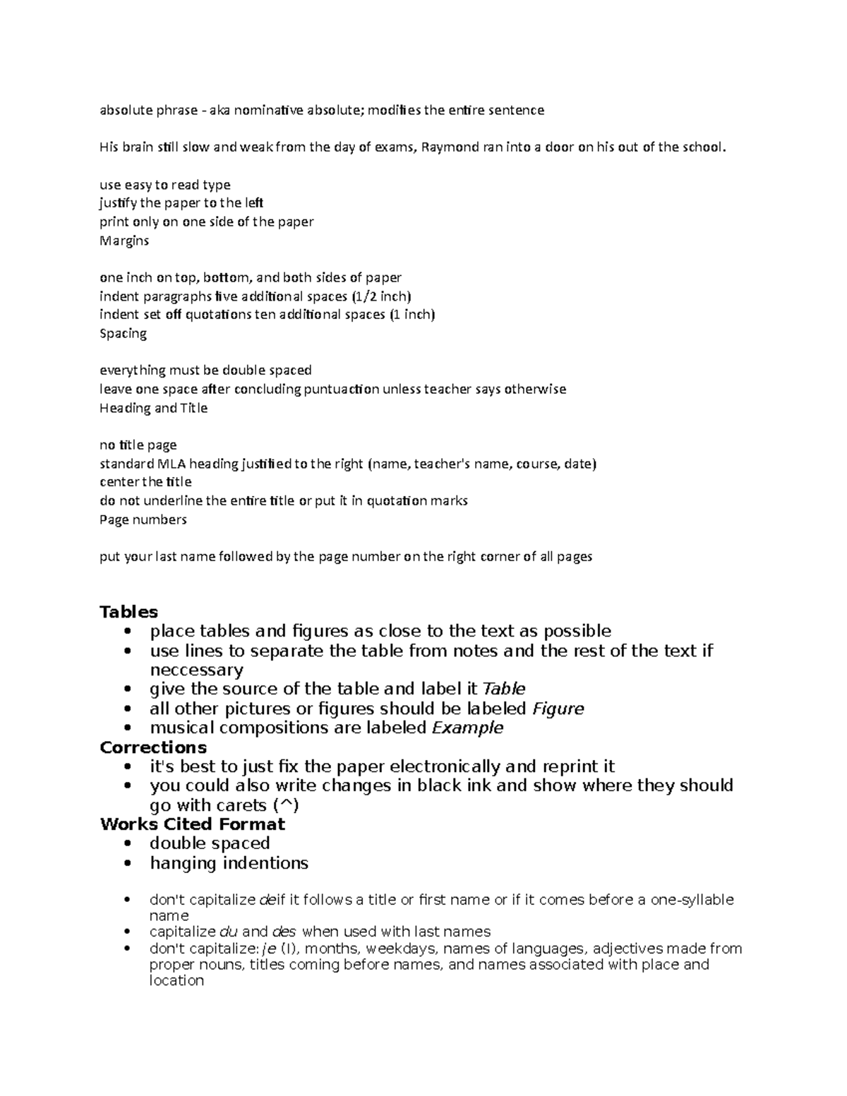 Different languages notes - absolute phrase - aka nominative absolute ...