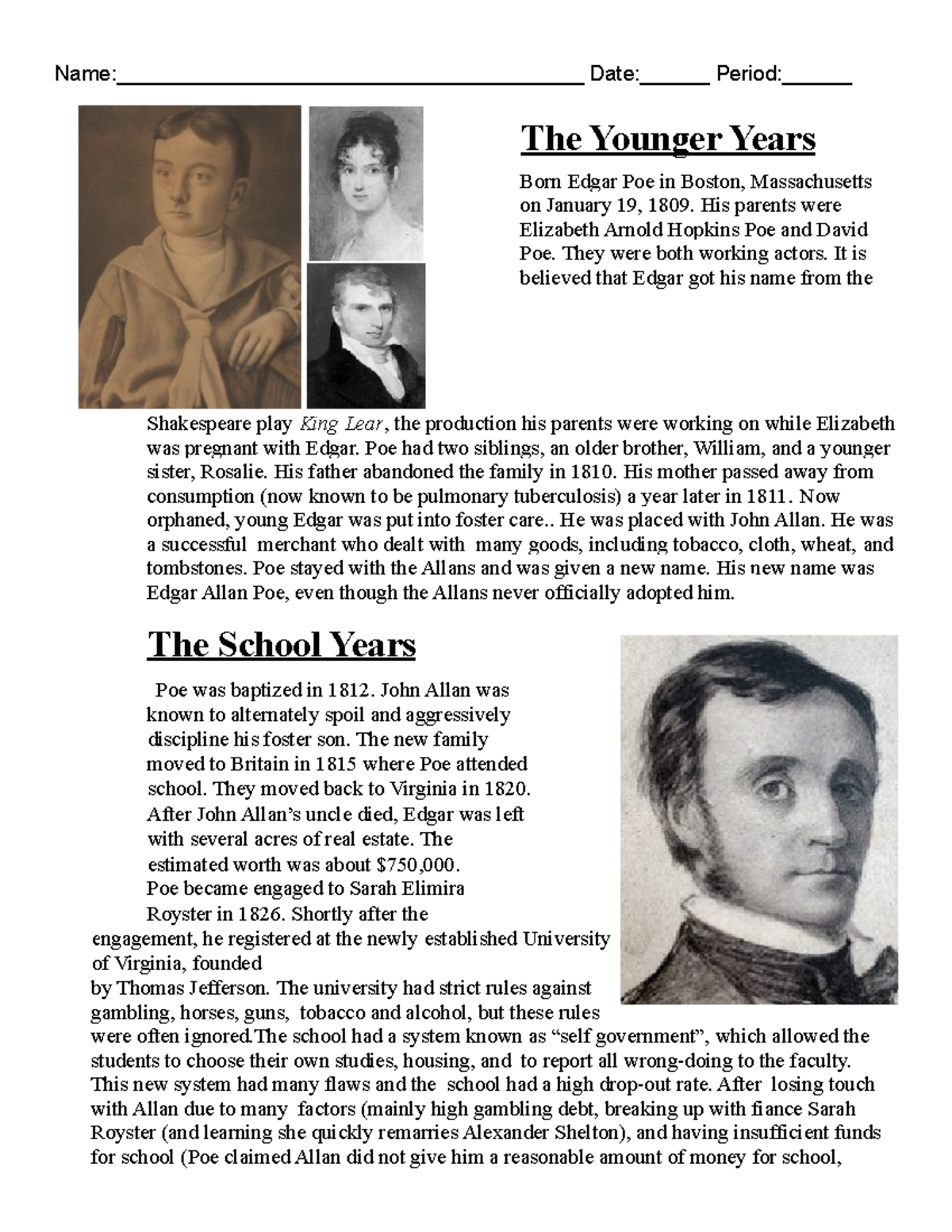 Elizabeth Arnold Hopkins Poe