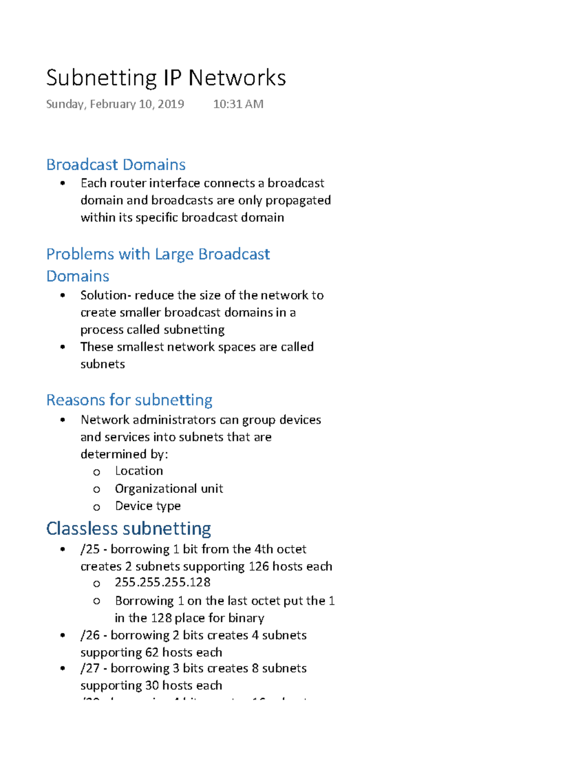 Subnetting Ip Networks Broadcast Domains Each Router Interface Connects A Broadcast Domain And 