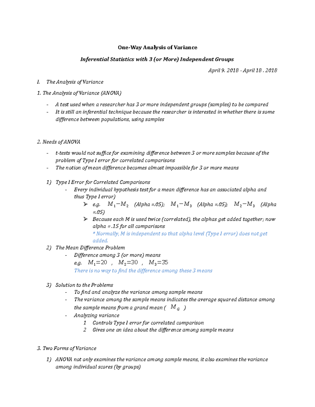 8 One Way Analysis Of Variance One Way Analysis Of Variance 8-one-way-analysis-of-variance-one-way-analysis-of-variance