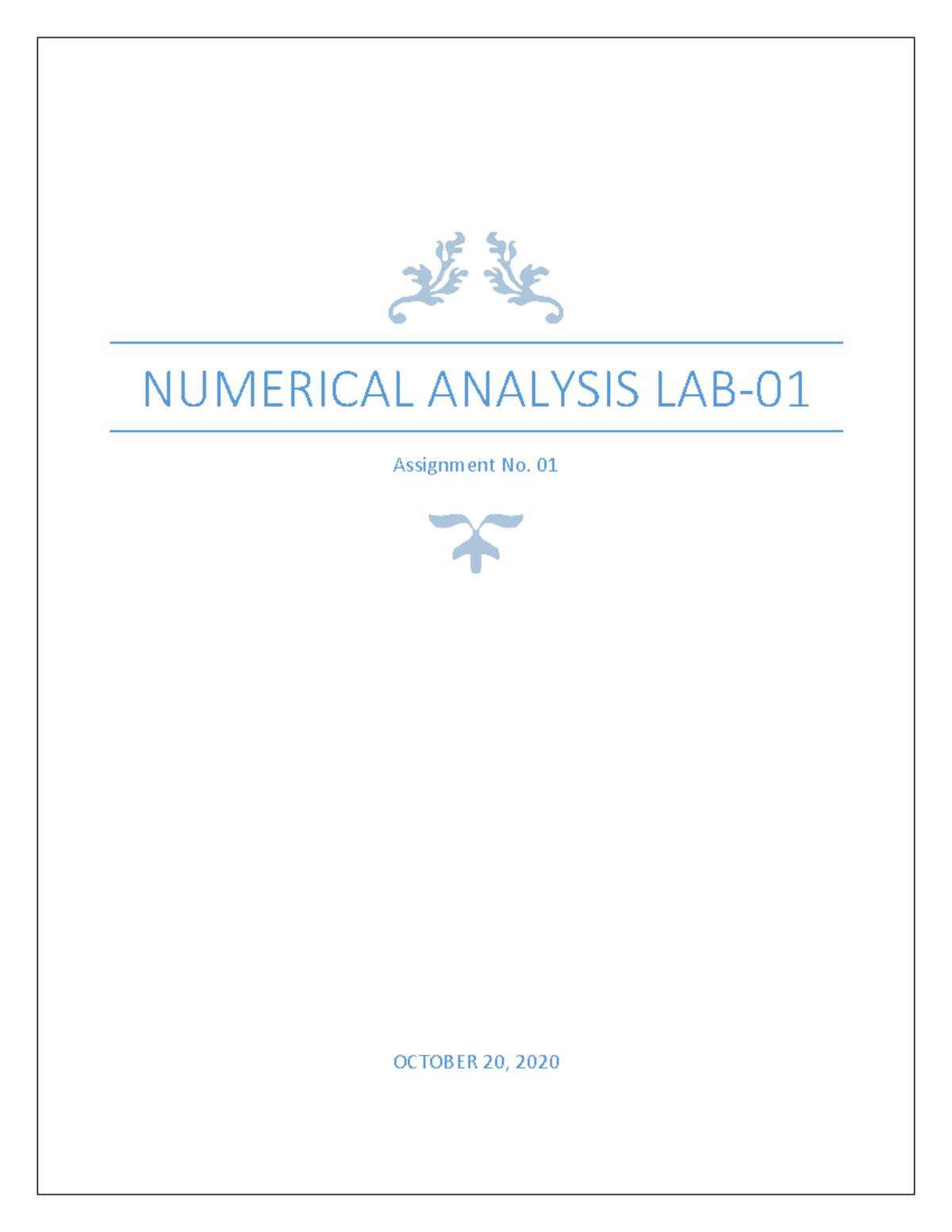 Computer Progrmming AND Numerical Analysis-Assignment 1 - NUMERICAL ANALYSIS LAB- Assignment No ...