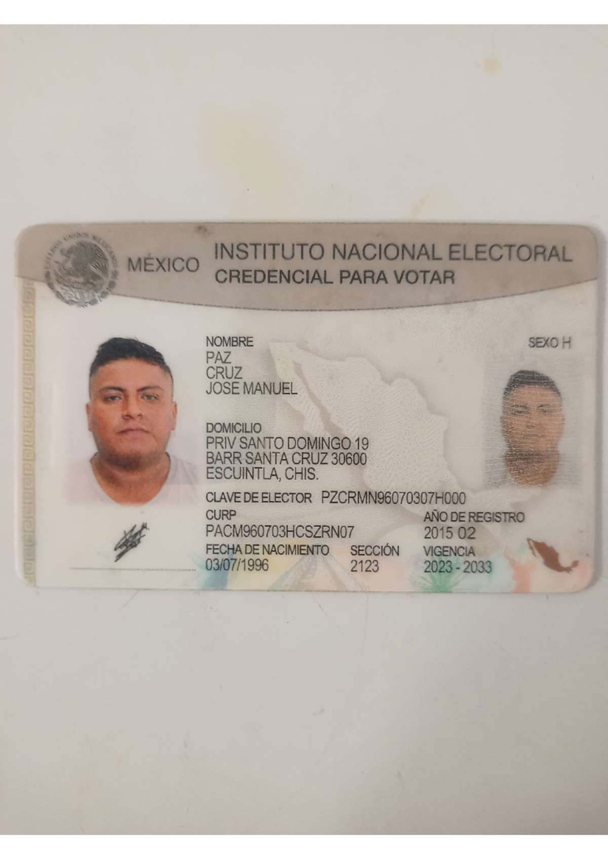 Credencial - sedula - UNIDOS INSTITUTO NACIONAL ELECTORAL MEXICO CREDENCIAL PARA VOTAR NOMBRE ...