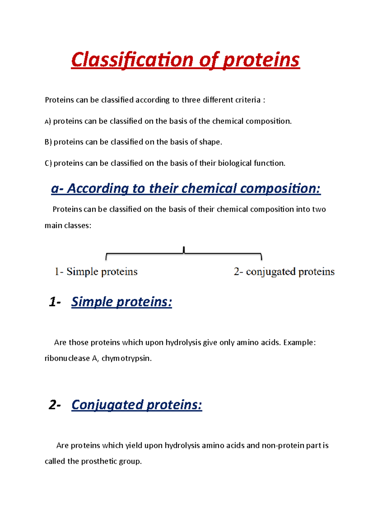 Classification of proteins - Classification of proteins Proteins can be ...