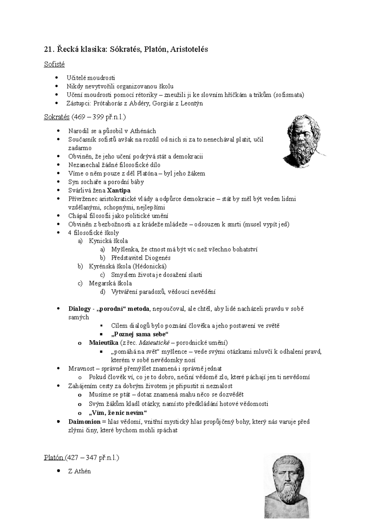 21. Řecká klasika - 21. Řecká klasika: Sókratés, Platón, Aristotelés ...