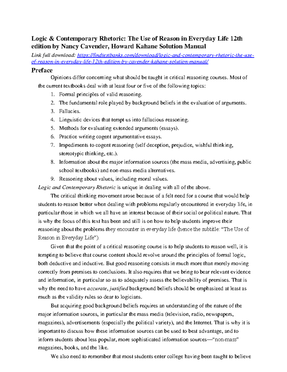 Logic and Contemporary Rhetoric The Use of Reason in Everyday Life 12th ...