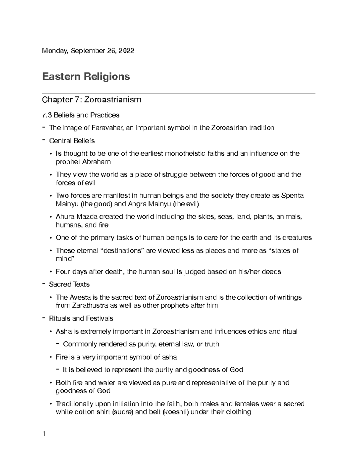 Chapter 7 Notes - Monday, September 26, 2022 Eastern Religions Chapter ...