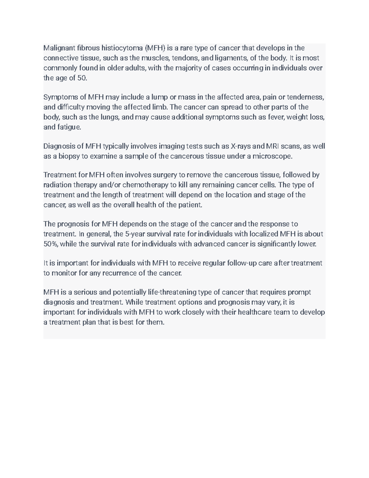 Malignant fibrous histiocytoma essay - Malignant fibrous histiocytoma ...