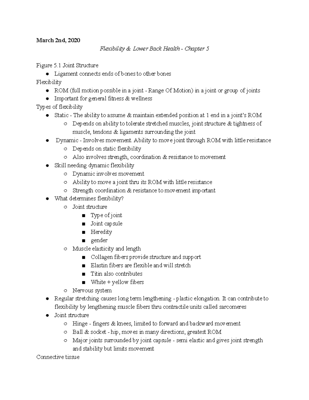 Kin Chapter 5 - Flexibility and lower back health - March 2nd, 2020 ...