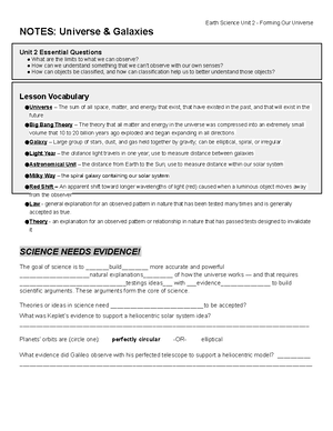 Exploring universe video worksheet - Exploring the Universe Video ...