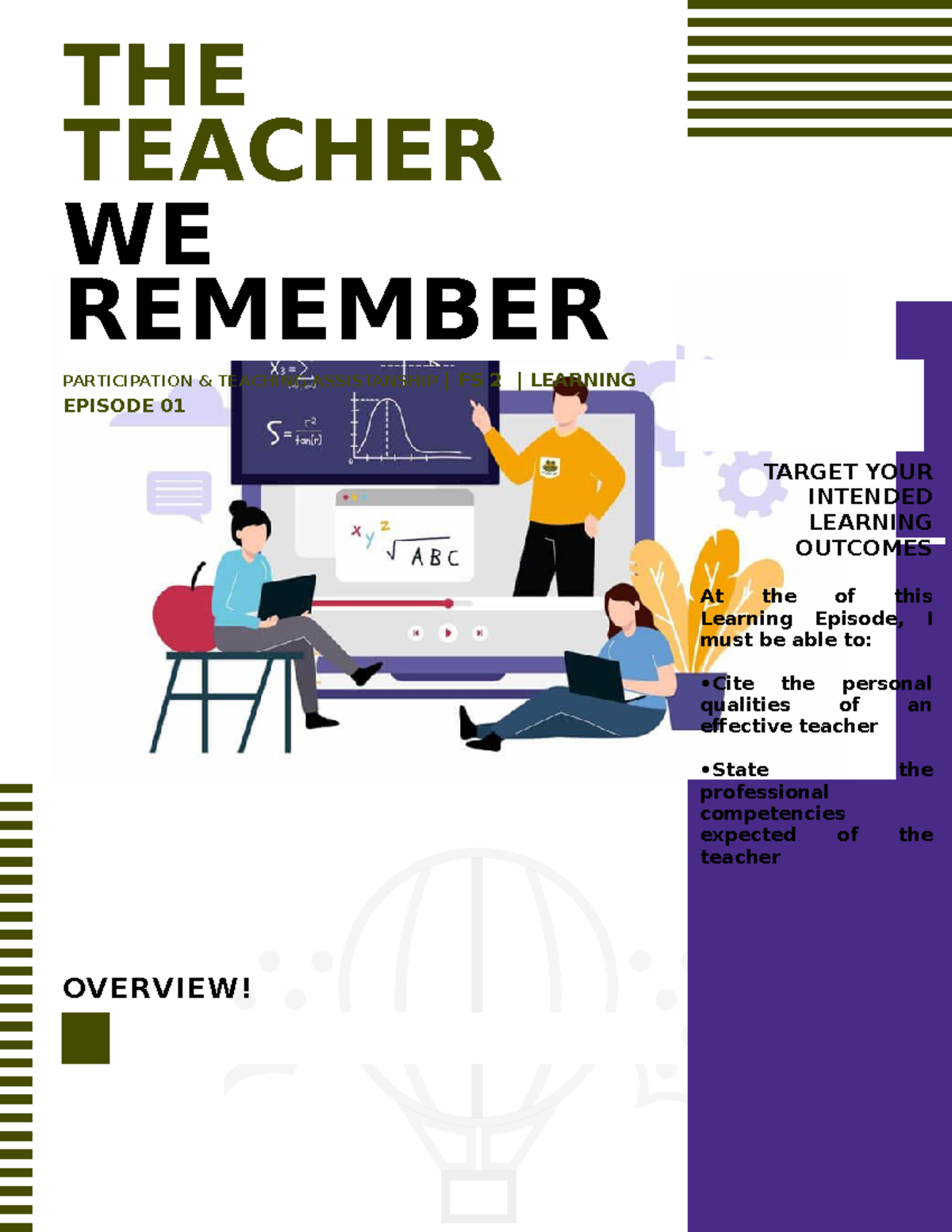 Learning Episode 01 for Field Study 1 - THE TEACHER WE REMEMBER ...