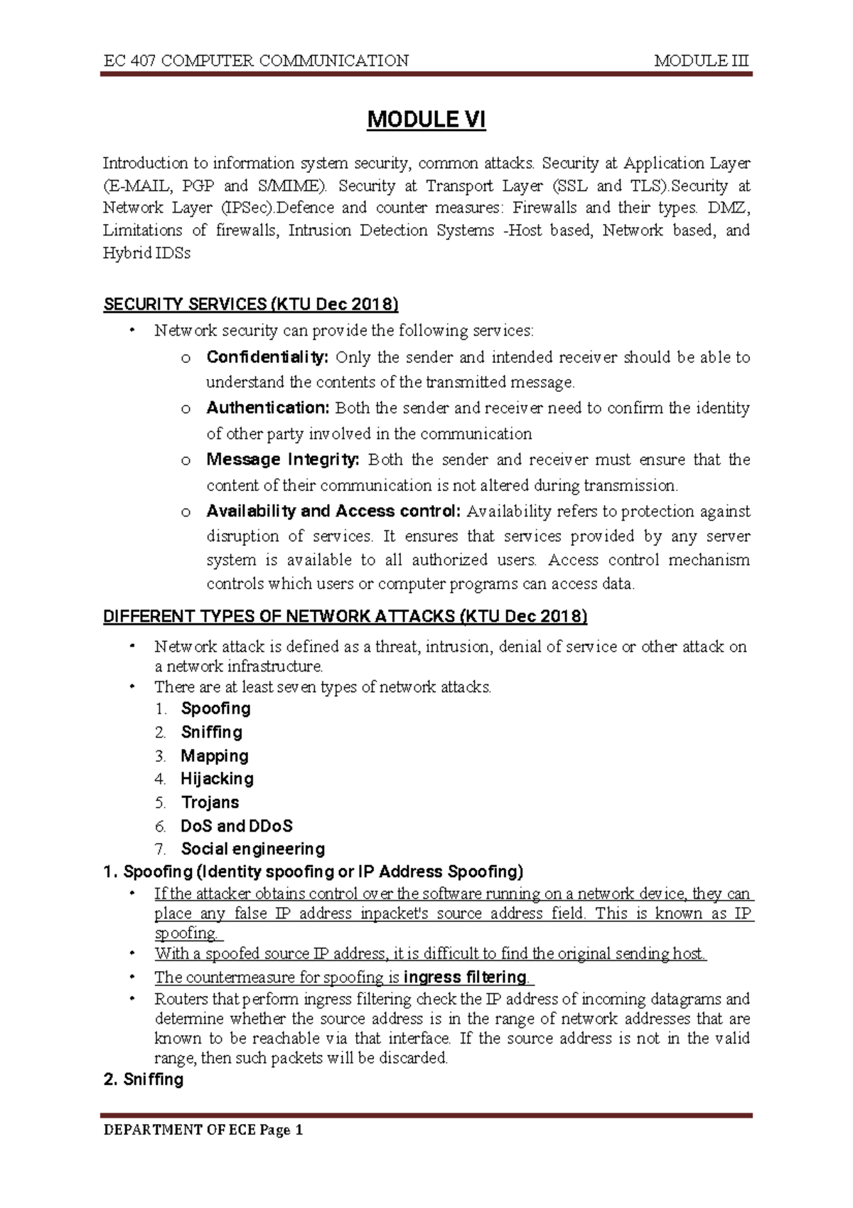 CC mod6 - module 6 computer communication - MODULE VI Introduction to ...
