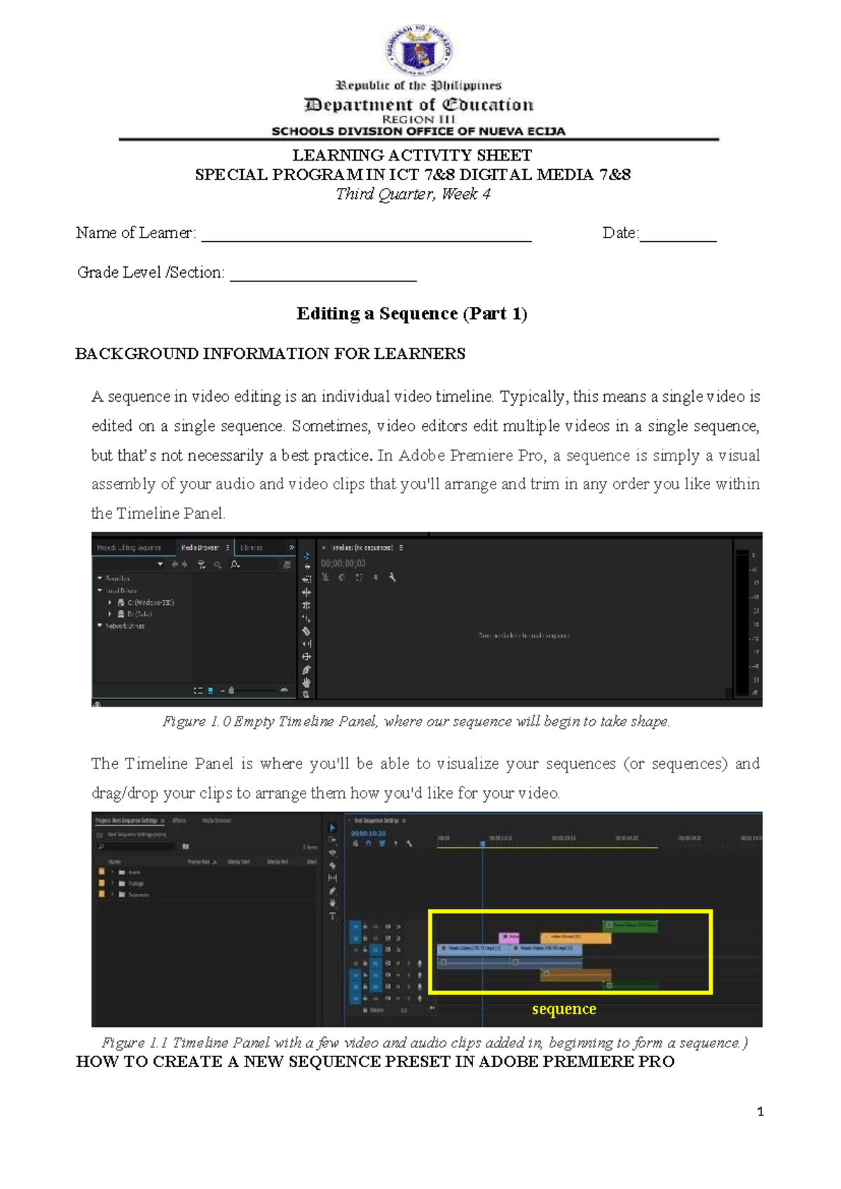 computer science editing sequence part 1 - LEARNING ACTIVITY SHEET ...
