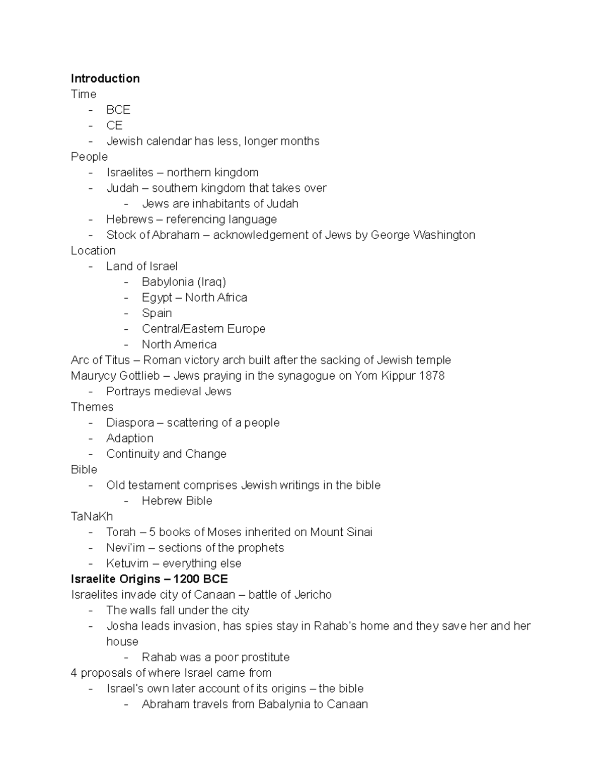 Jewish History - notes - Introduction Time - BCE - CE - Jewish calendar ...