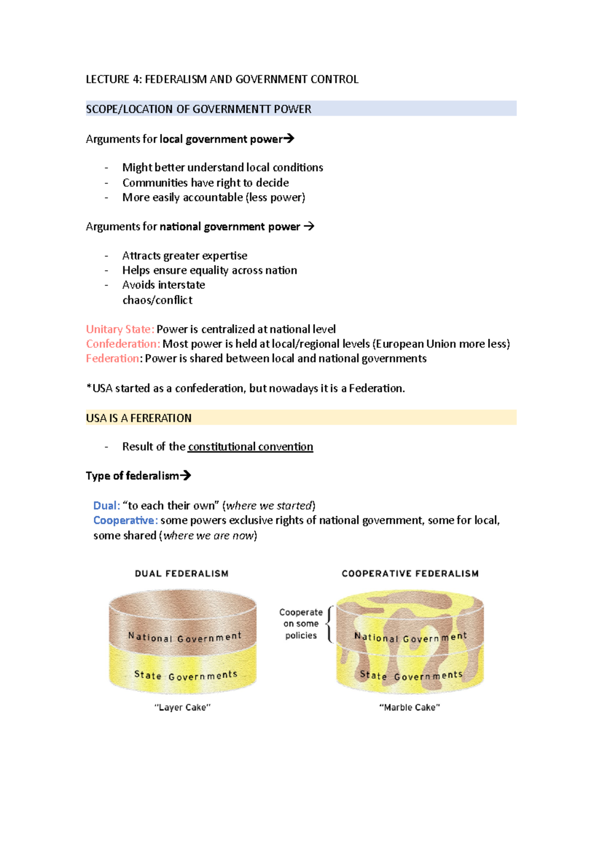 Lecture 4 - LECTURE 4: FEDERALISM AND GOVERNMENT CONTROL SCOPE/LOCATION ...