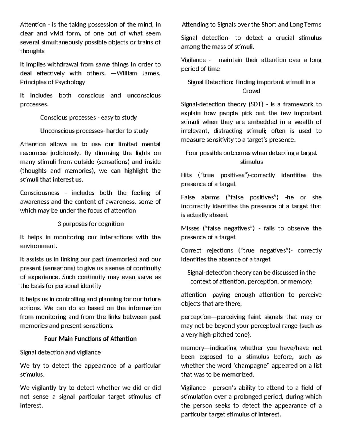 Awareness and Consciousness - Attention - is the taking possession of ...