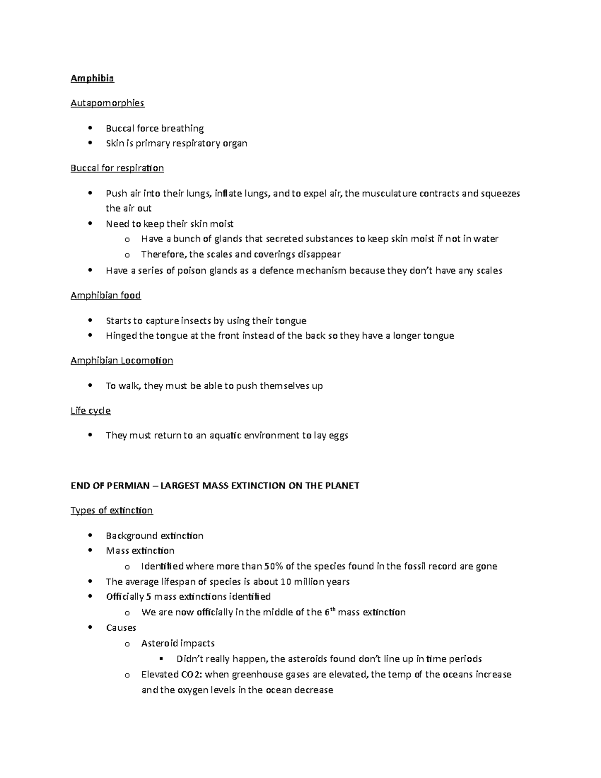 Amphibia - Notes - Amphibia Autapomorphies Buccal force breathing Skin ...