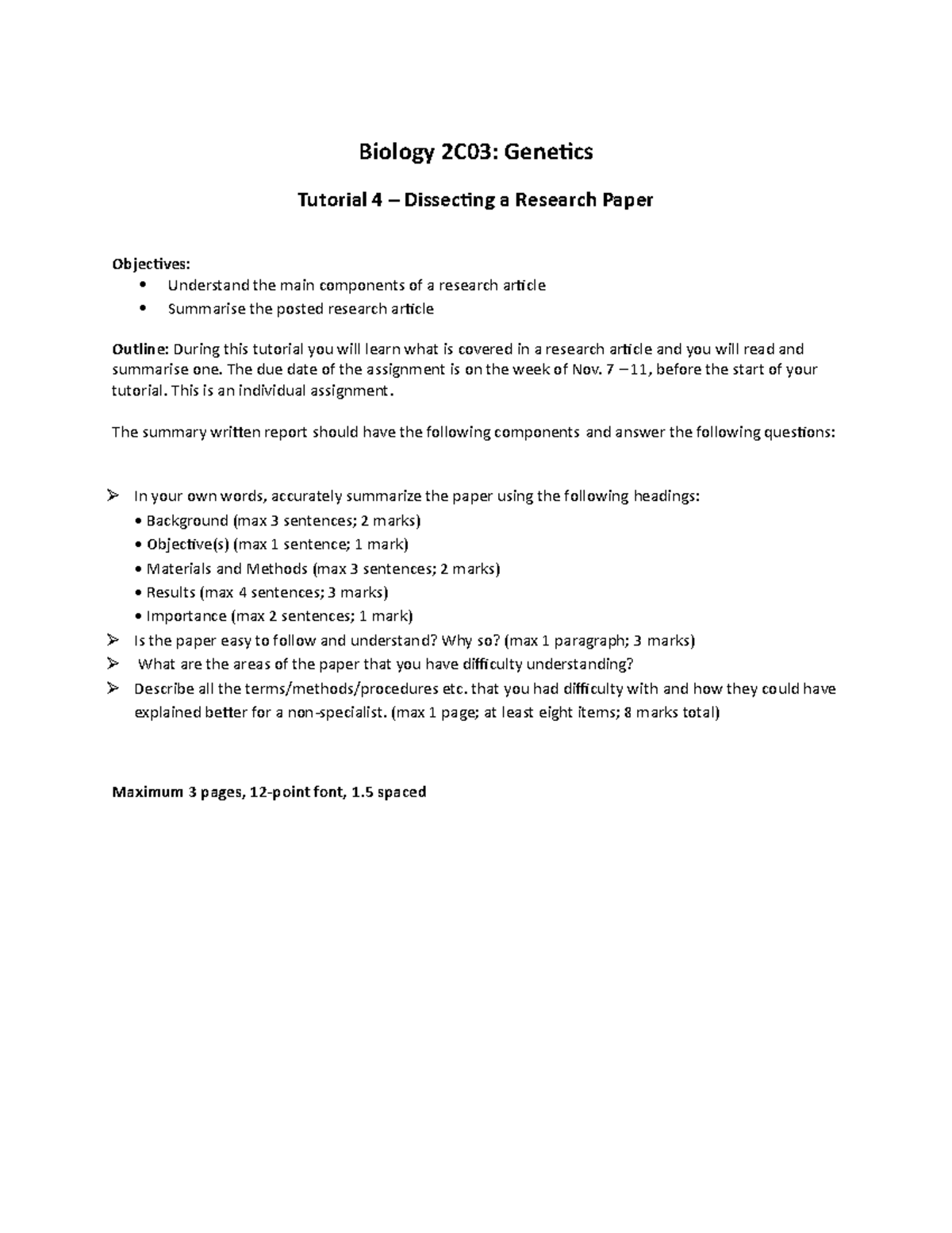 Tutorial 4 Dissecting a reaserch paper - Biology 2C03: Genetics ...