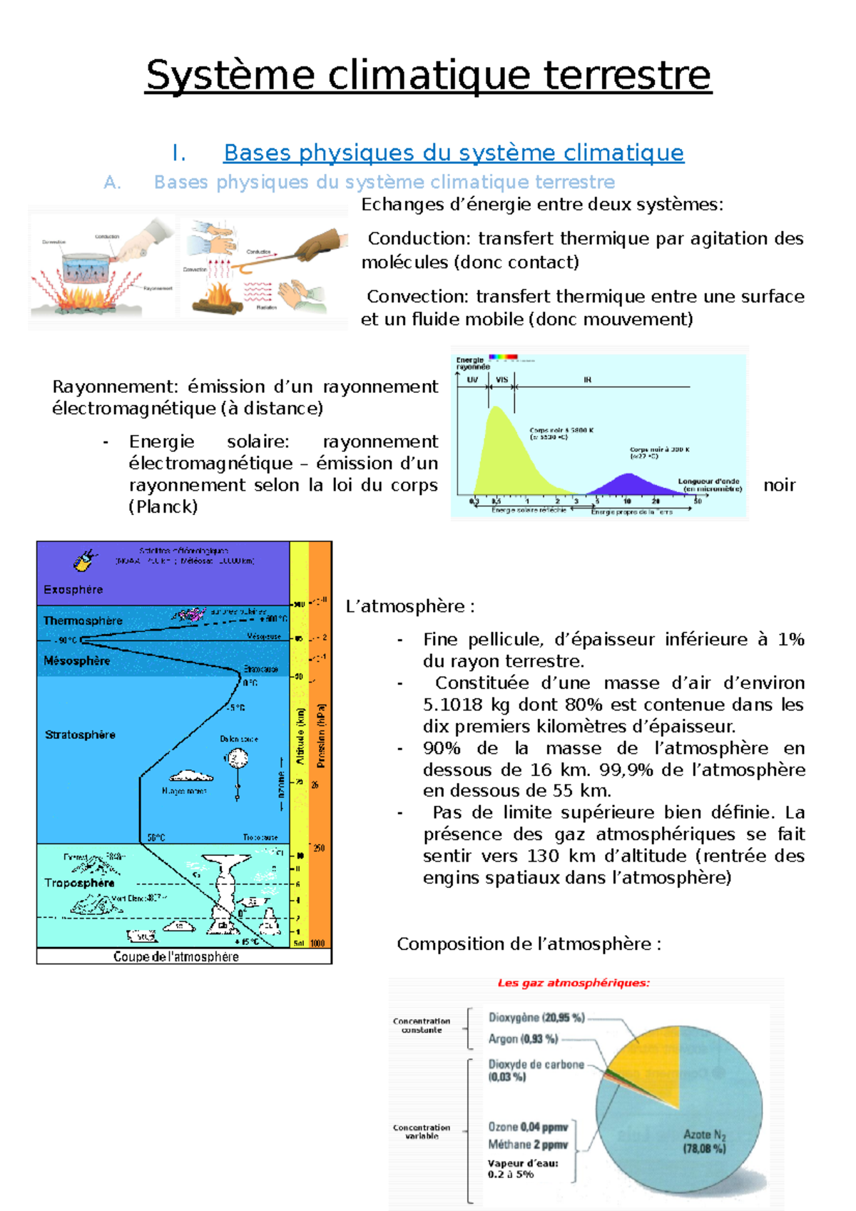 Système climatique terrestre - Bases physiques du système climatique A ...