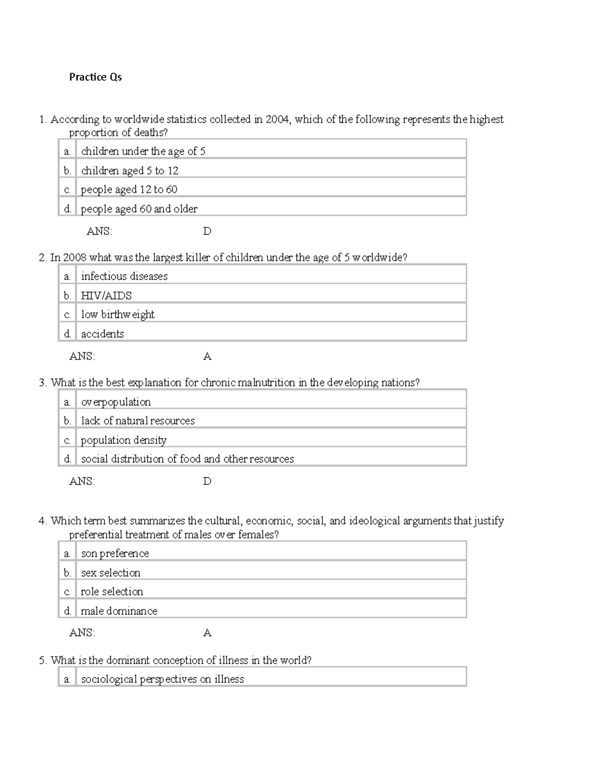 Test 2 Practice Qs with answers - Practice Qs According to worldwide ...