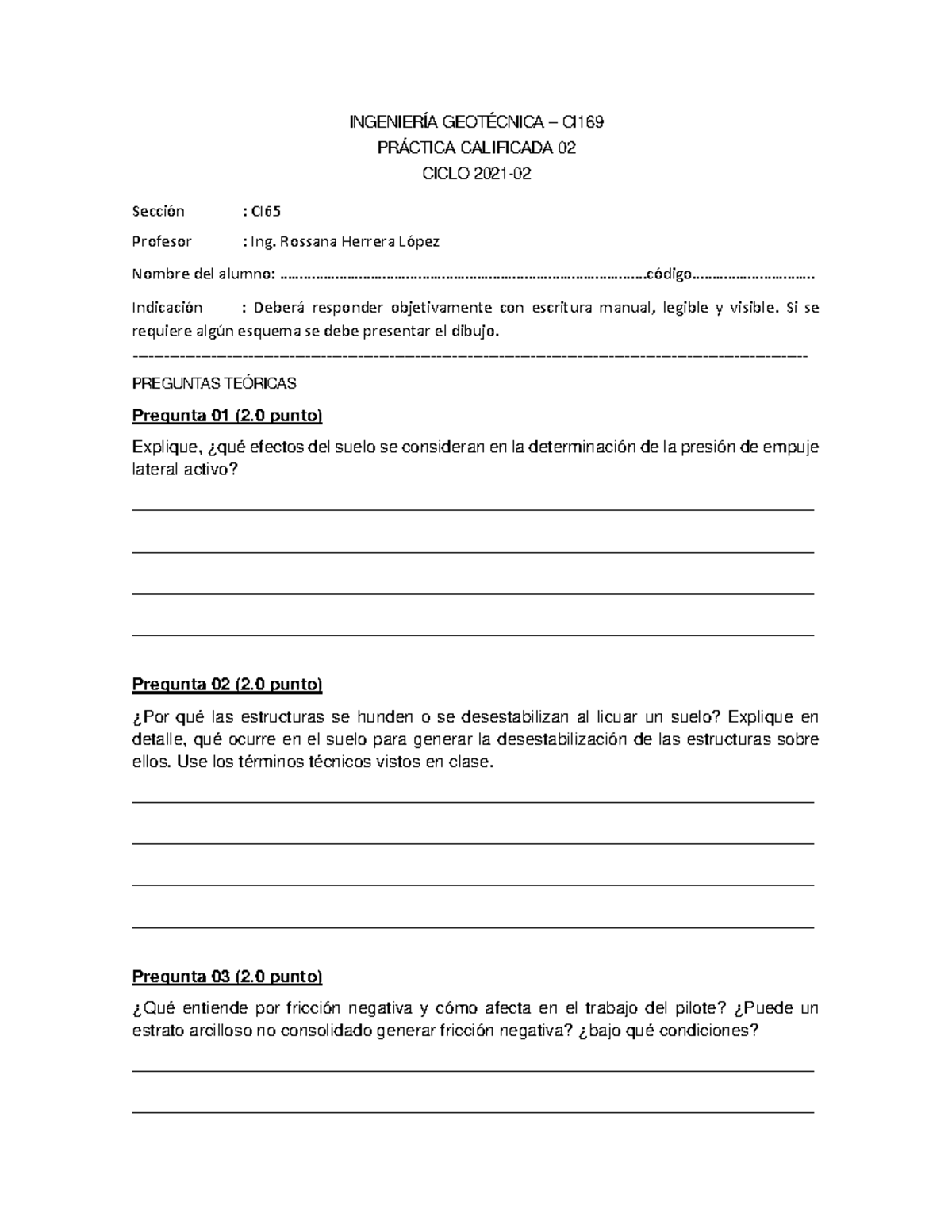 PC-2 Geotech-2021-2 CI65 - INGENIERÍA GEOTÉCNICA – CI PRÁCTICA ...