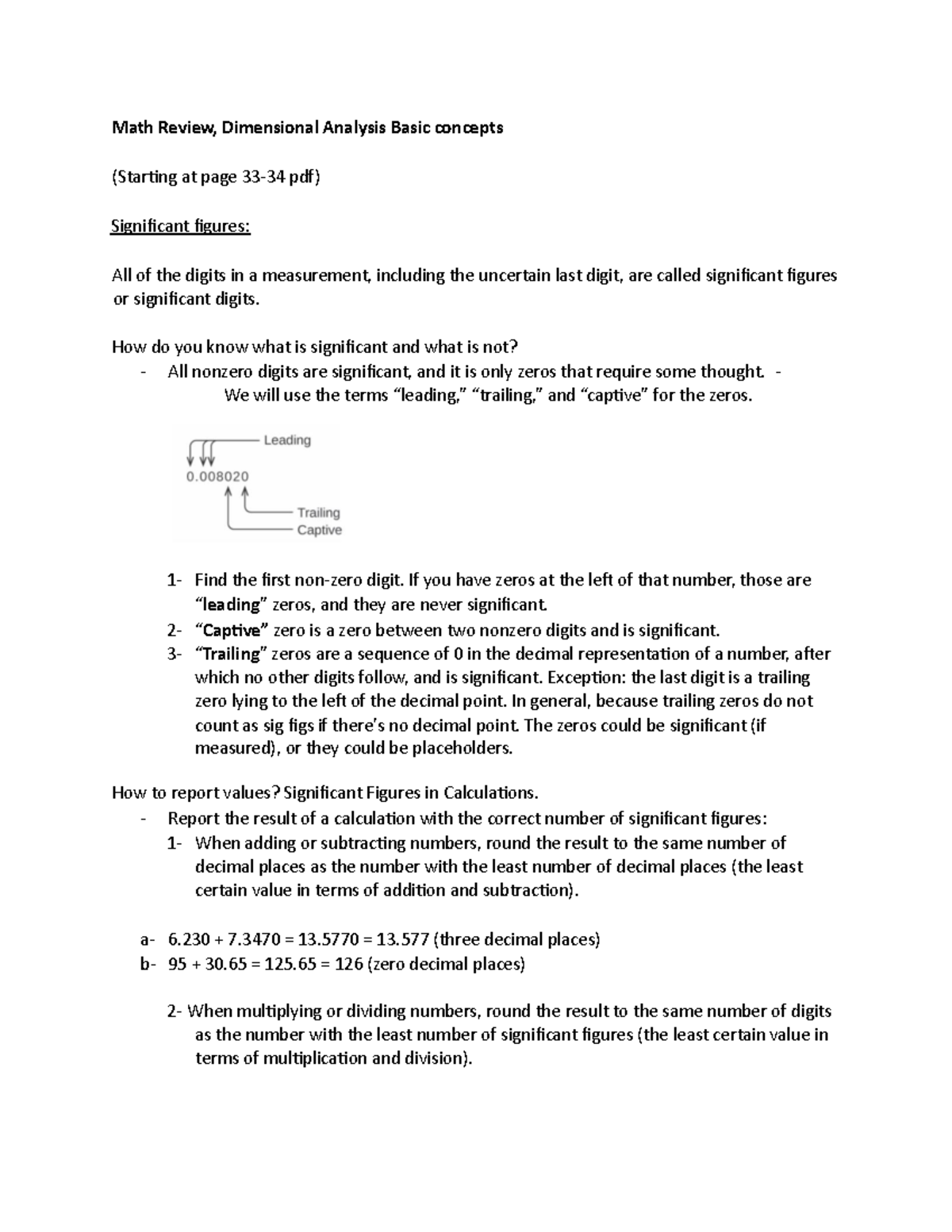 Math Review, Dimensional Analysis Basic concepts - How do you know what ...