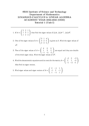 Unit 1 maths - UNIT 1 EXPLANATION - Characteristic equation 1. UNIT I ...
