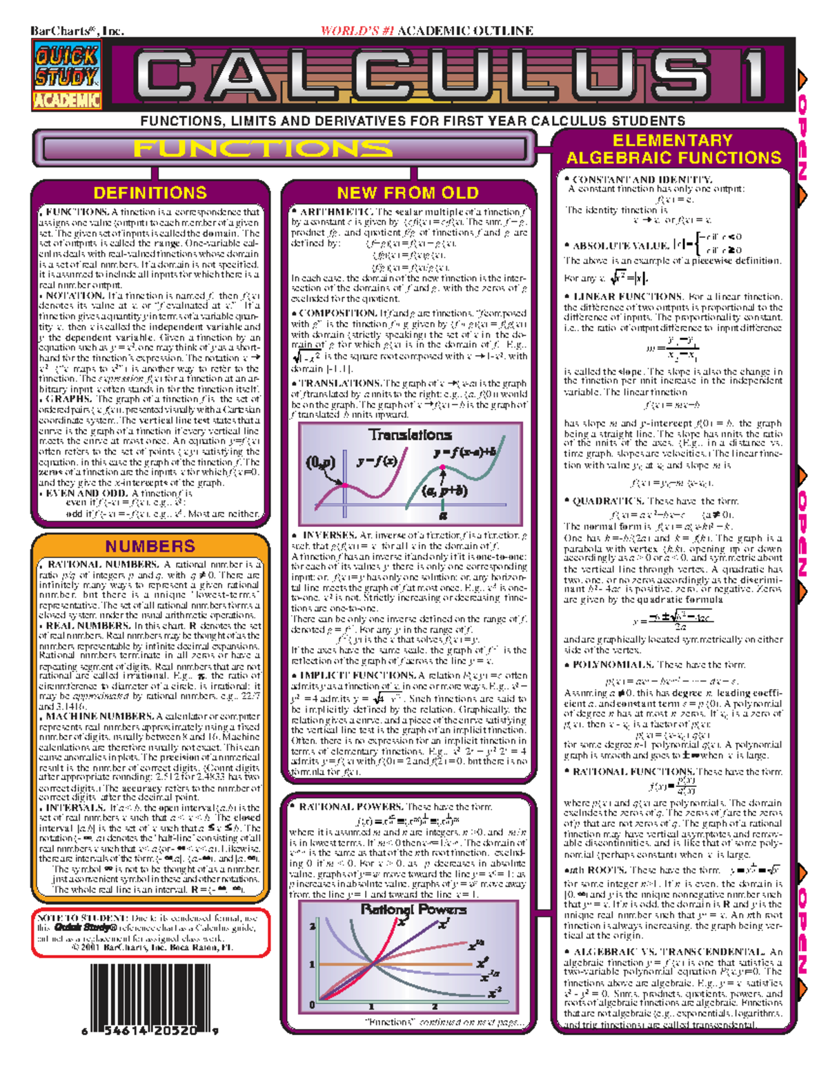 Bar Charts Quick Study Calculus Vol 1 - {ŒflÃ —“fl‘“À”fi¤ŒÕÚflÆø ̈∑±≤ø ...