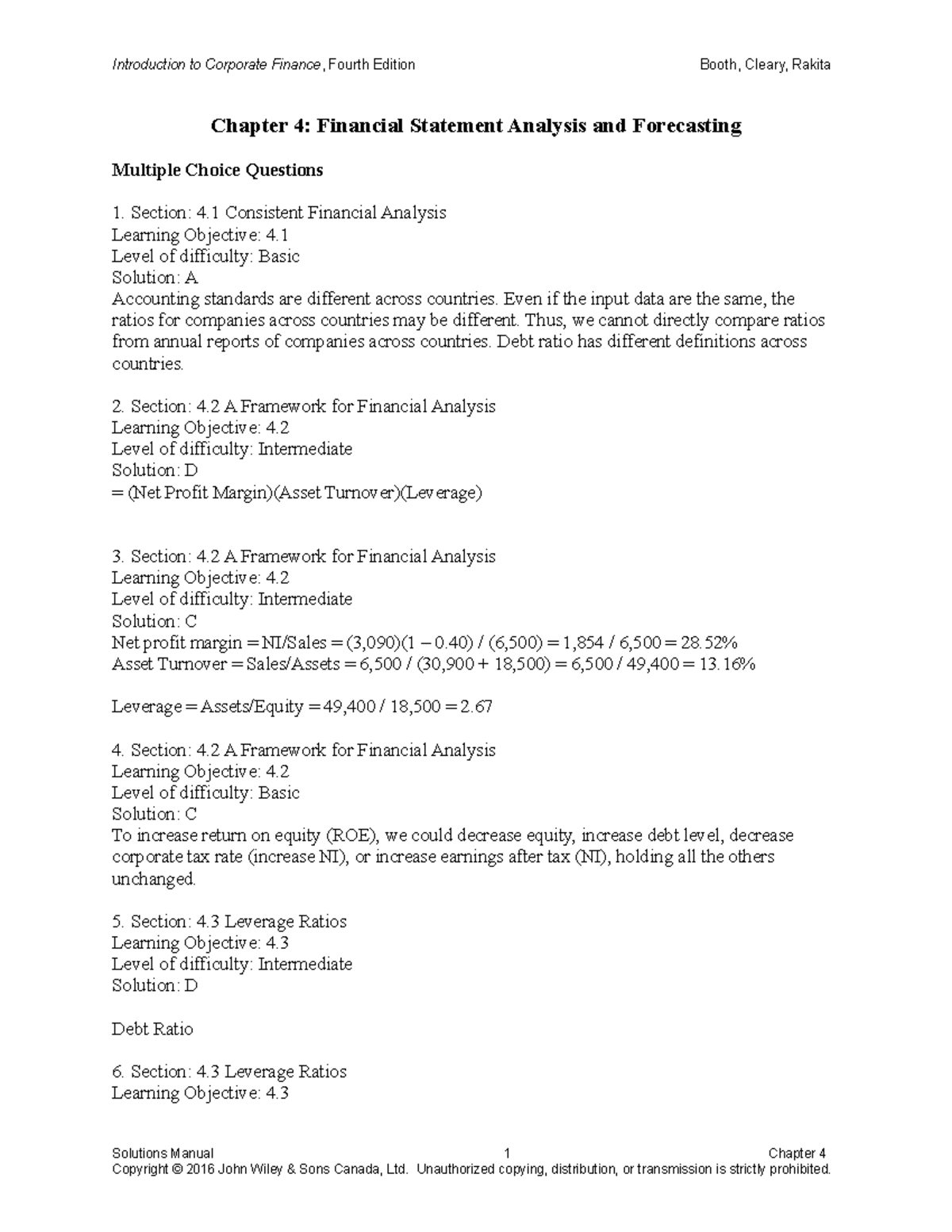 Chapter 4 for corporate finance Solutions - BA 342 - Concordia - Studocu