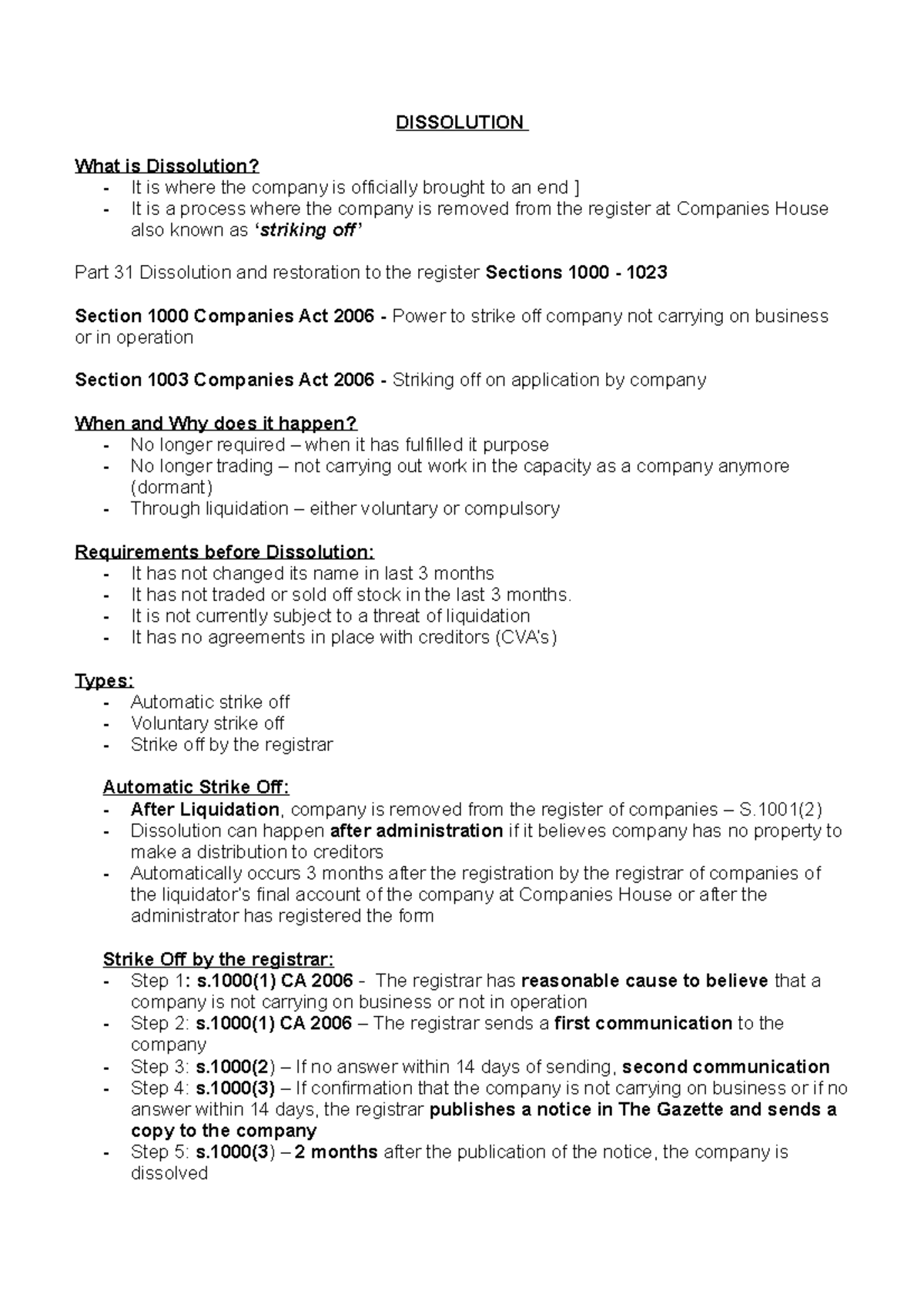Dissolution - Business - DISSOLUTION What is Dissolution? - It is where ...