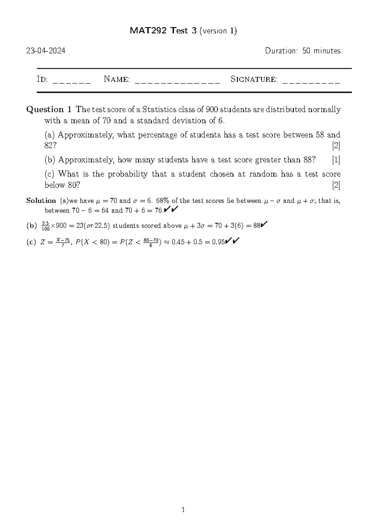 MAT292test32024(version 1)Solution - MAT292 Test 3 (version 1) 23-04 ...
