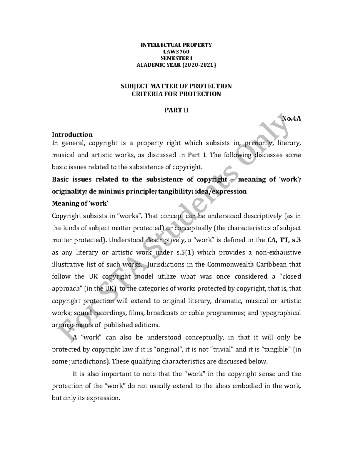 2020 IP Copyright Subject Matter Criteria Protection - INTELLECTUAL ...