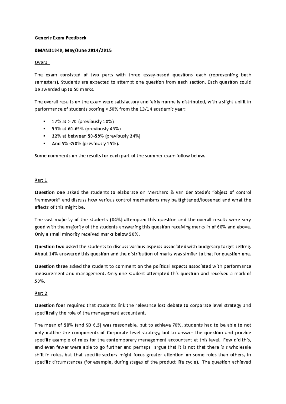 Generic Feedback 2014 2015 performance - Generic Exam Feedback ...