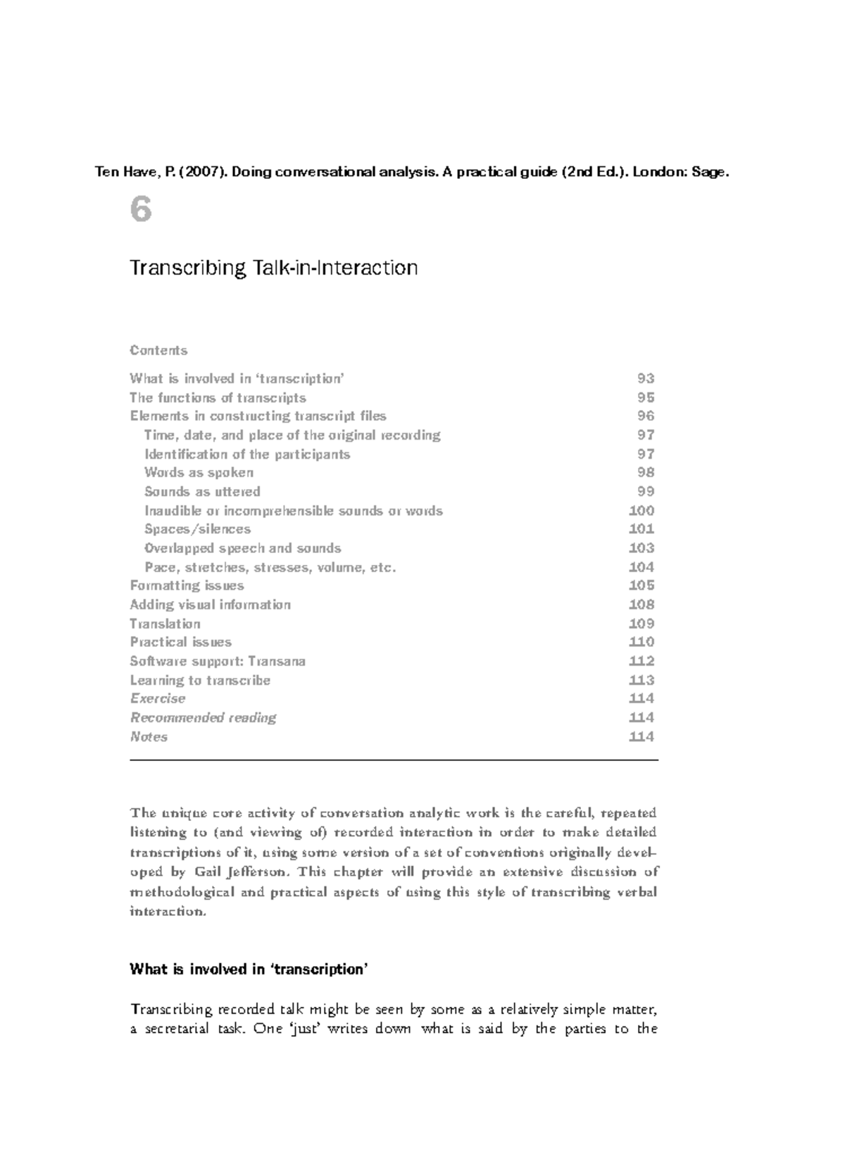 Doing Conversation Analysis Transcribing Talk in Interaction - BS in ...