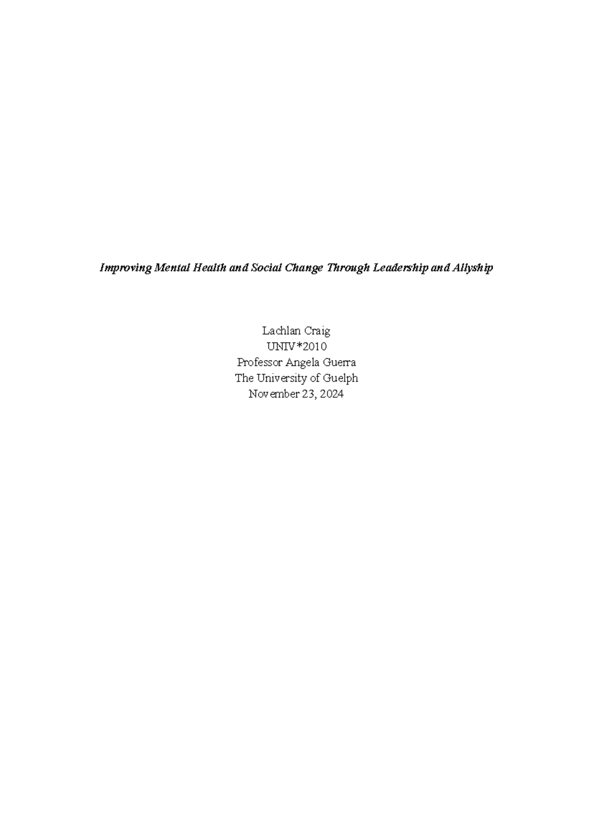 Improving Mental Health and Social Change Through Leadership and ...