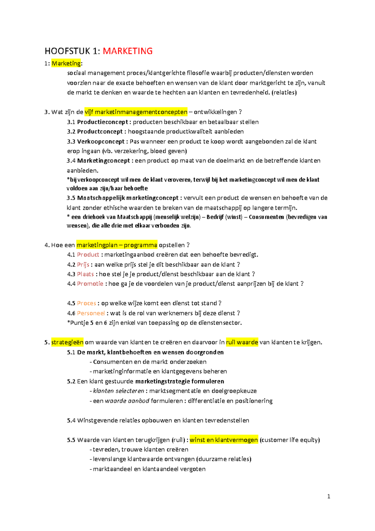 Lester-samenvatting Samenvatting - compleet - HOOFSTUK 1: MARKETING 1 ...
