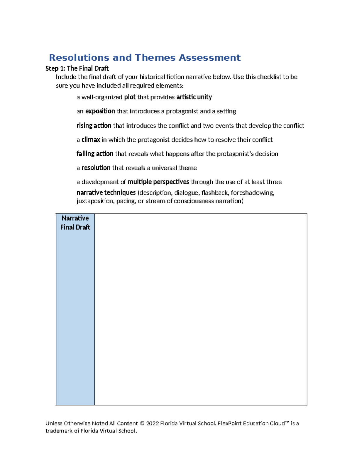 Copy of 6.03 Assessment - Resolutions and Themes Assessment Step 1: The ...