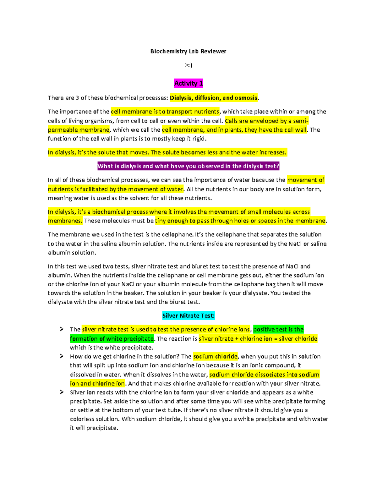 Biochemistry-Lab-Reviewer - Biochemistry Lab Reviewer >:) Activity 1 ...