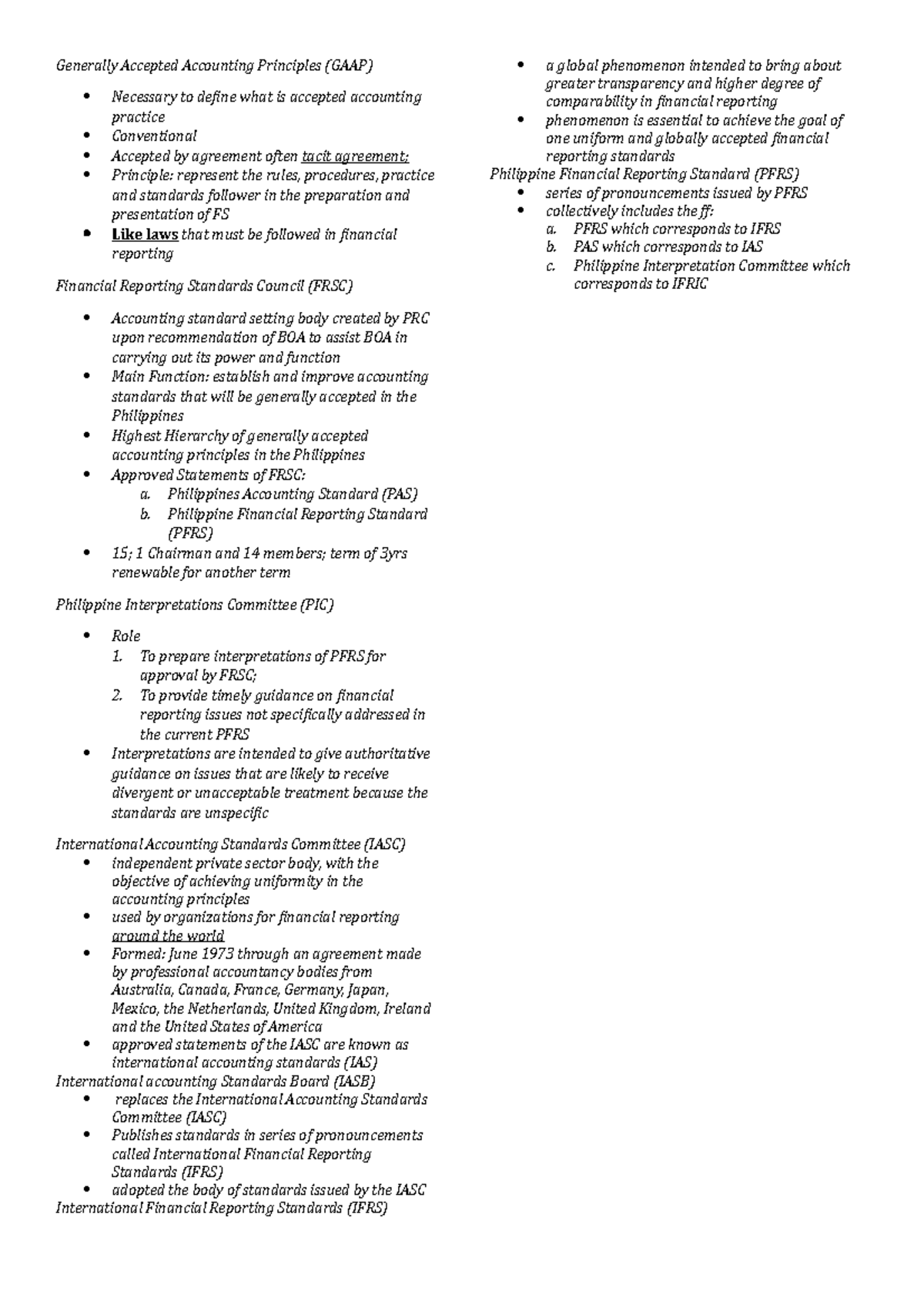 Accounting Standards - Lecture notes 1 - Generally Accepted Accounting ...
