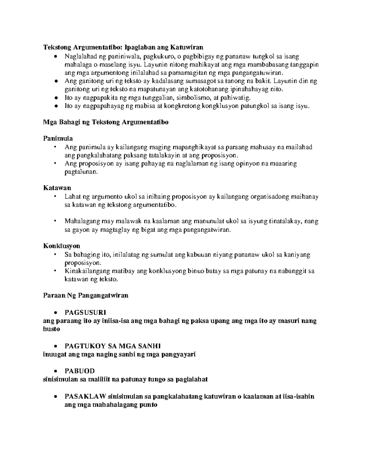 5dc1dced3c047e82ba9842f9bb4ef610 - Tekstong Argumentatibo: Ipaglaban ...