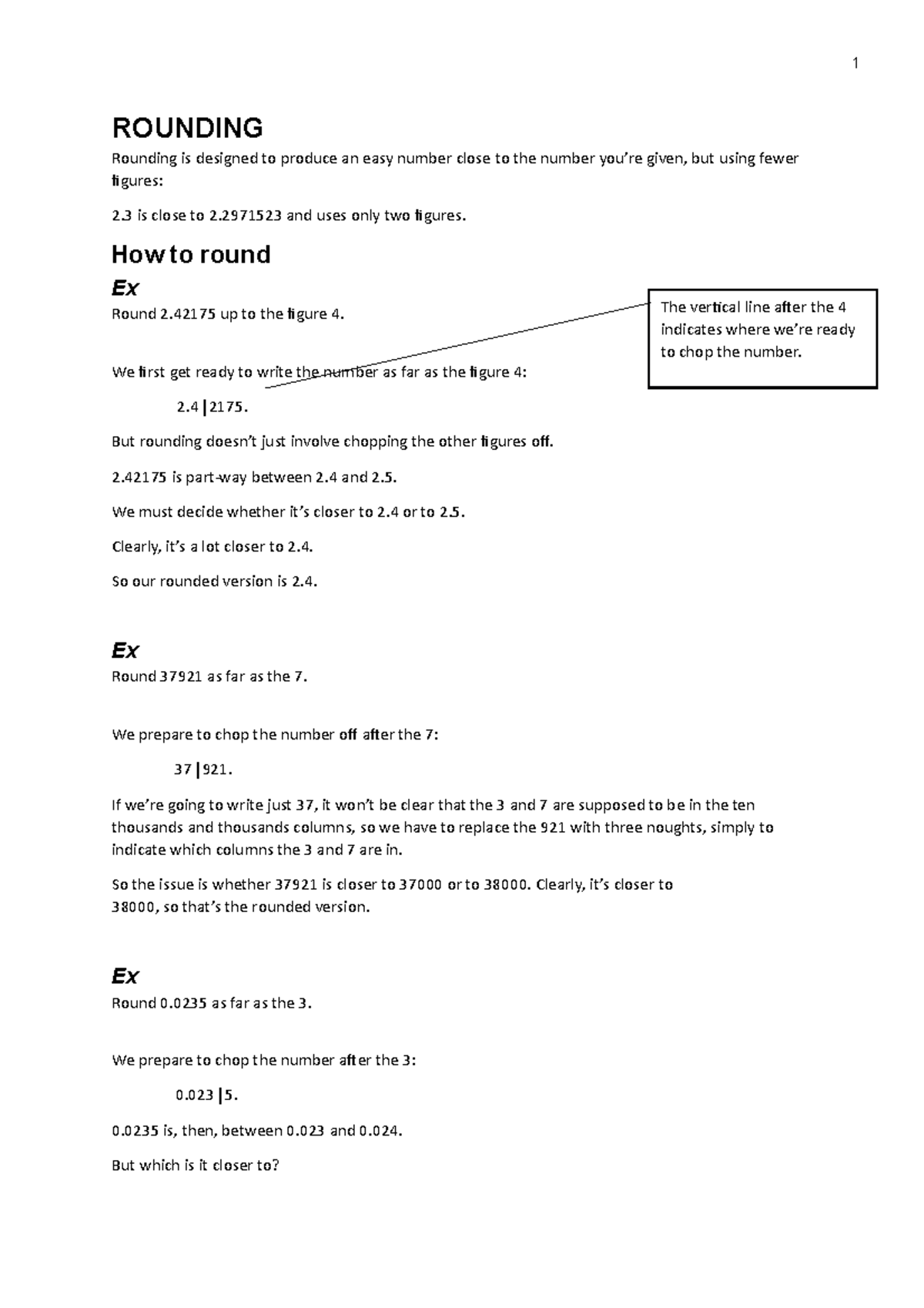 Explaining Rounding Lecture Notes Week Two - ROUNDING Rounding is ...