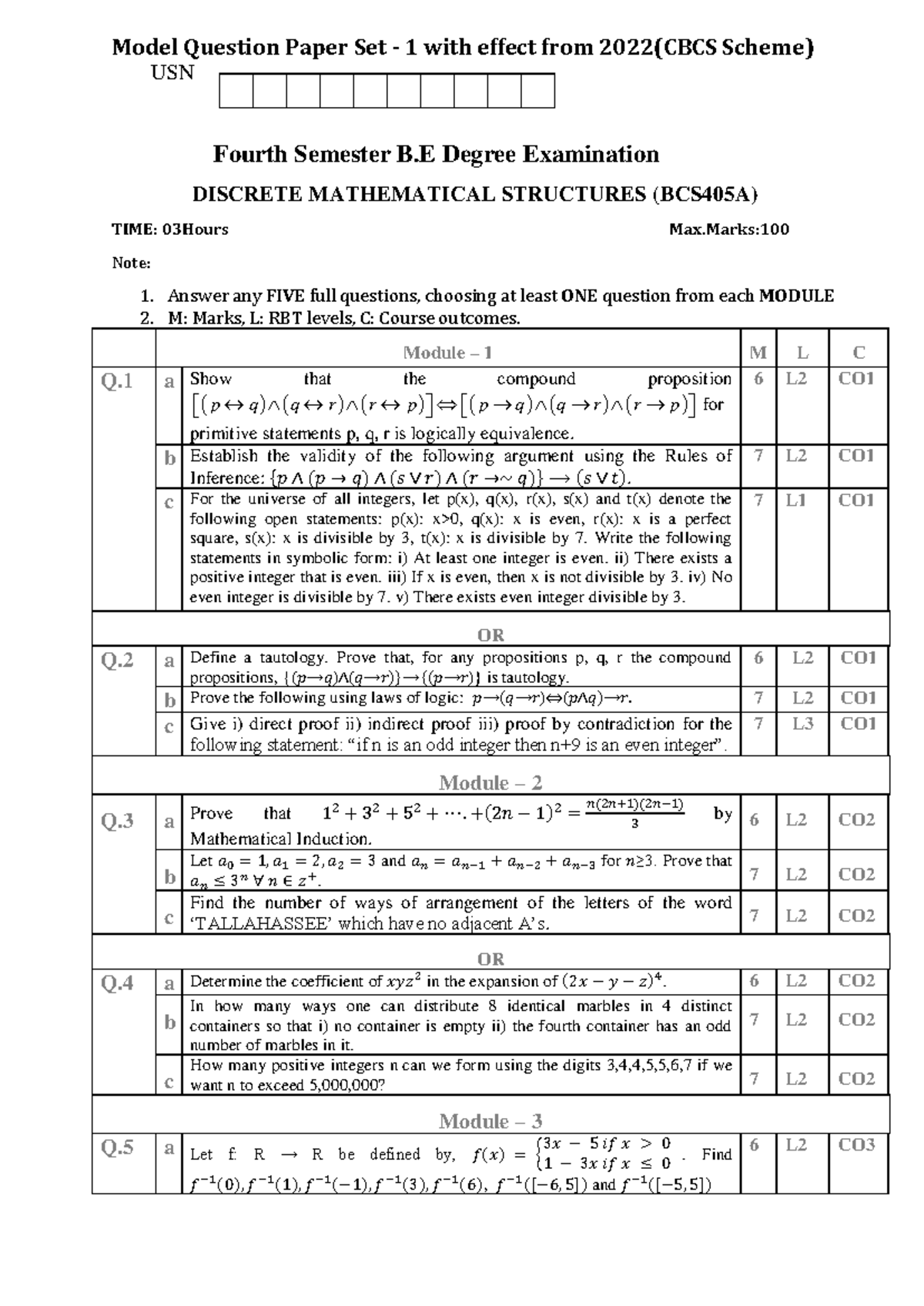 DMS(BCS405A) MQPsolved - Model Question Paper Set - 1 with effect from ...