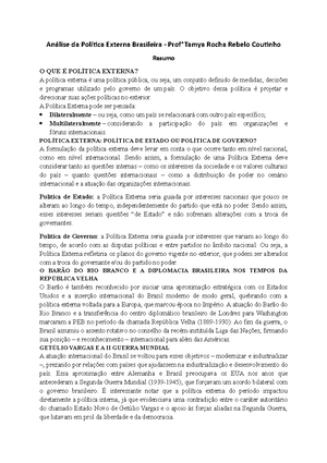 Analiase de PE pt2 - Resumo da Disciplina Análise De Política Externa ...
