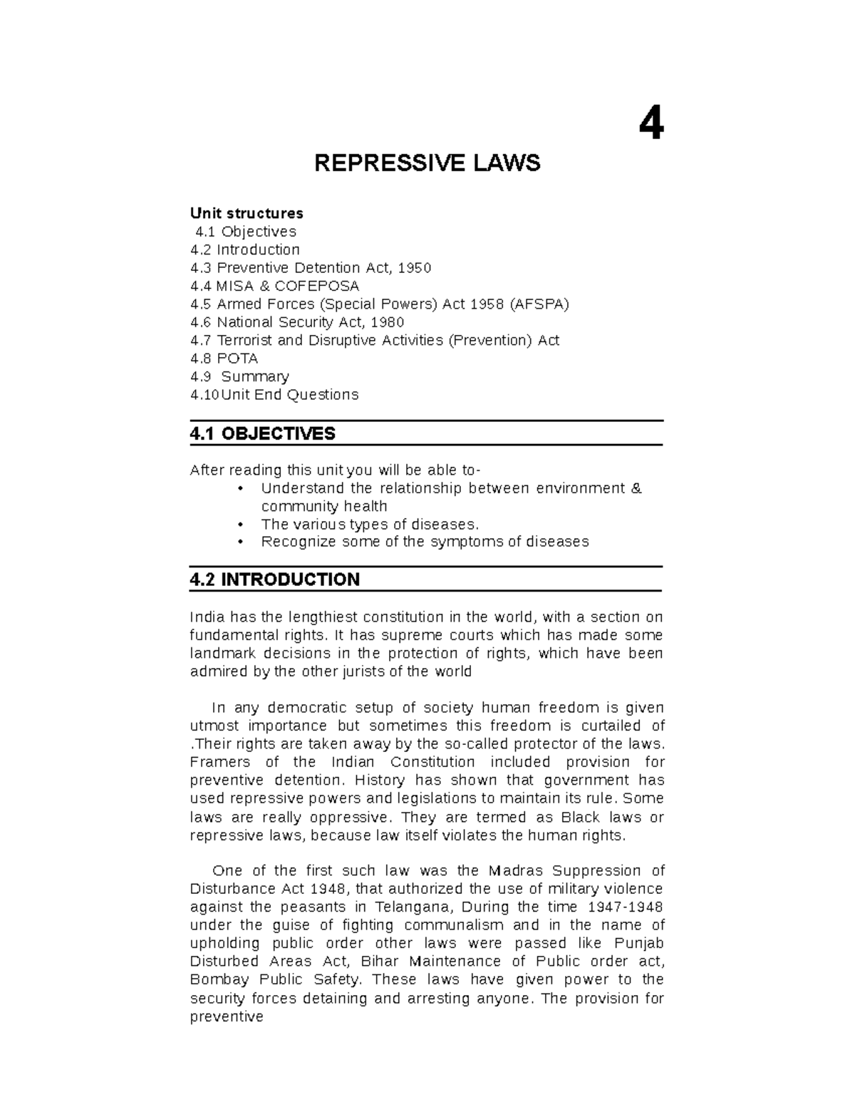 Human Rights-Repressive law - 4 REPRESSIVE LAWS Unit structures 4 4 4 ...