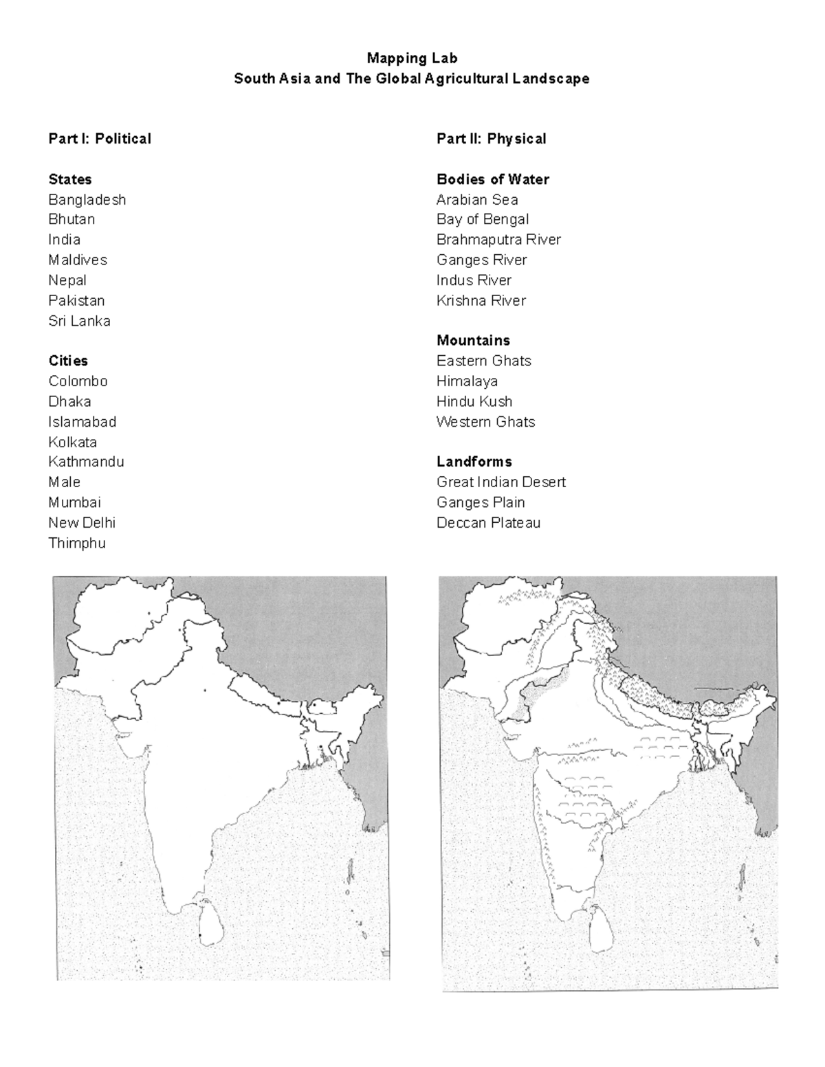 South Asia Mapping Lab - South Asia and The Global Agricultural ...