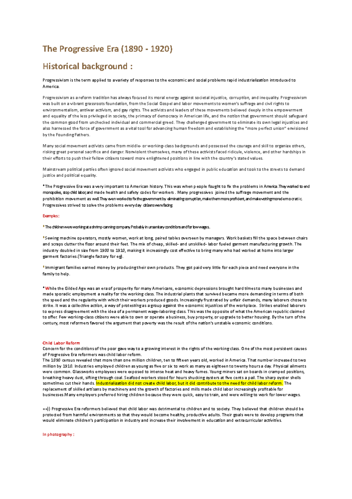 The progressive era - The Progressive Era (1890 1920) Historical ...